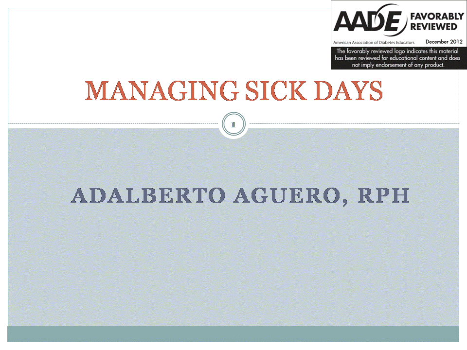 Managing Sick Days – DiabetesTeachingGuide.com